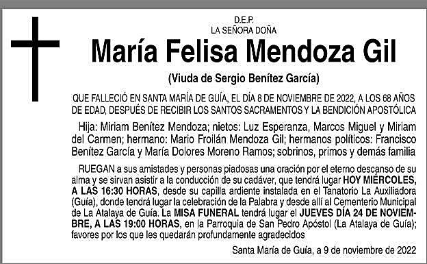 María Felisa Mendoza Gil | Canarias7