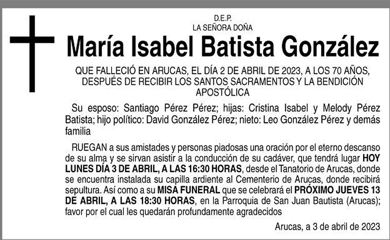 María Isabel Batista González | Canarias7