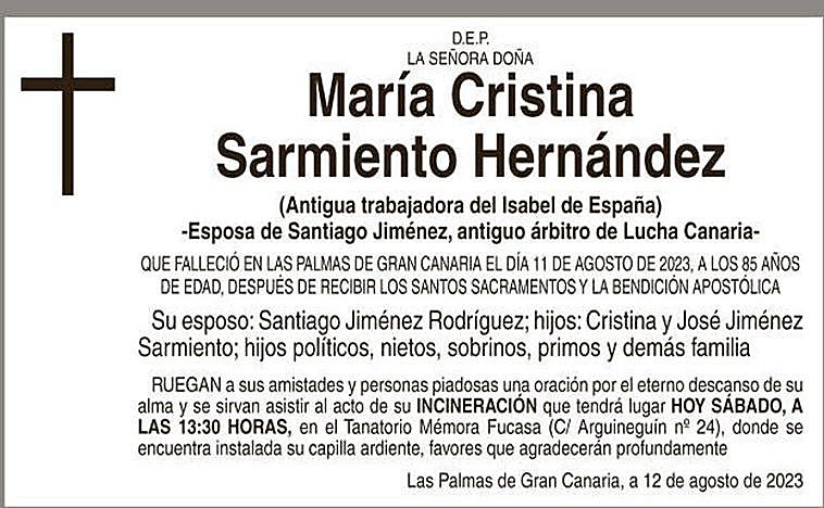 María Cristina Sarmiento Hernández | Canarias7