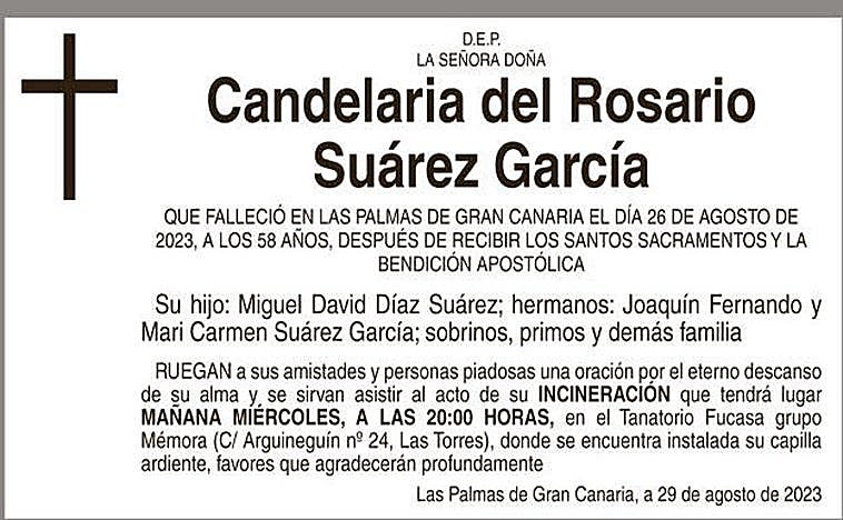 Candelaria del Rosario Suárez García | Canarias7