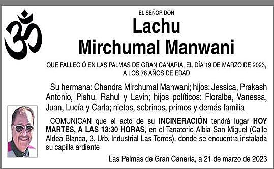 Lachu Mirchumal Manwani | Canarias7