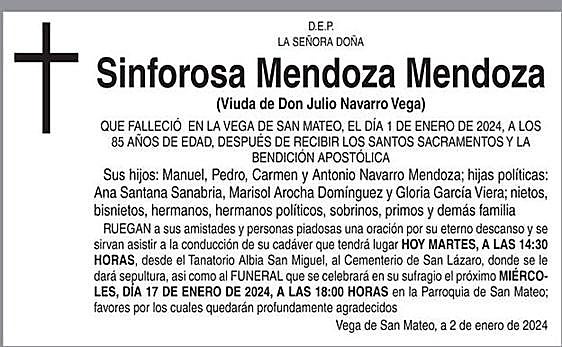 Sinforosa Mendoza Mendoza | Canarias7