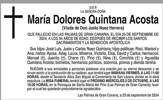 María Dolores Quintana Acosta | Canarias7