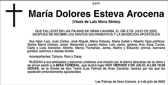 María Dolores Esteva Arocena | Canarias7