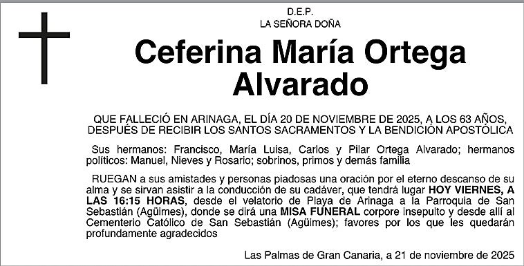 Ceferina María Ortega Alvarado | Canarias7