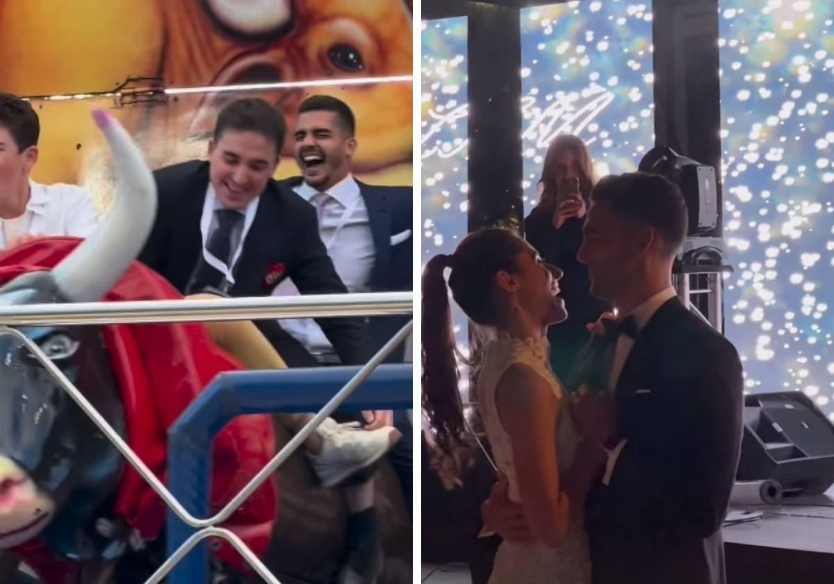 Así fue la boda de Mikel Merino: una feria de pueblo con toro mecánico ...