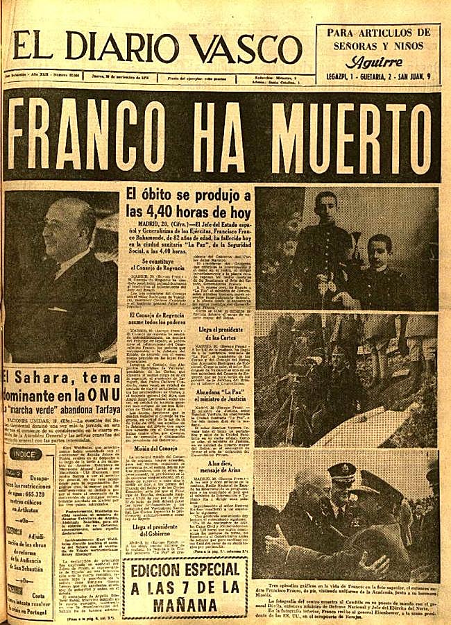 Edición especial: «Franco ha muerto» | El Diario Vasco