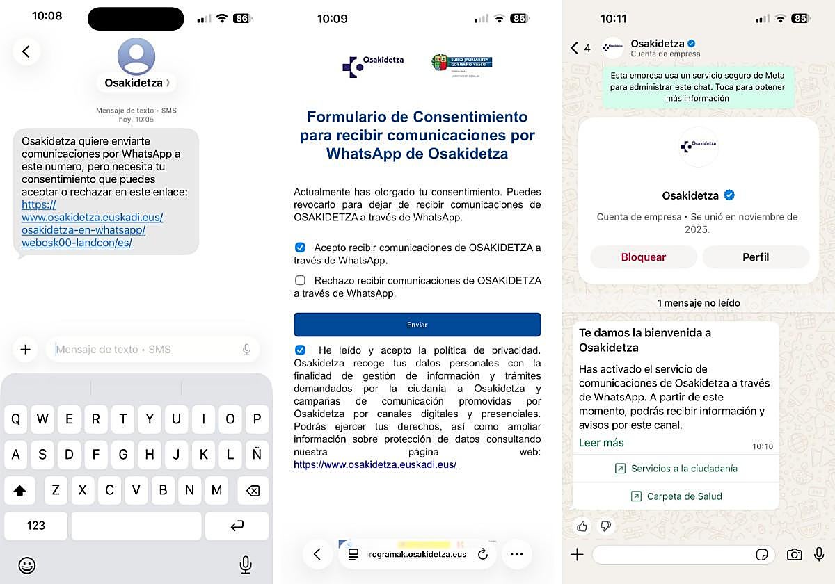 Así es el SMS que Osakidetza ya ha empezado a mandar Osakidetza para ...