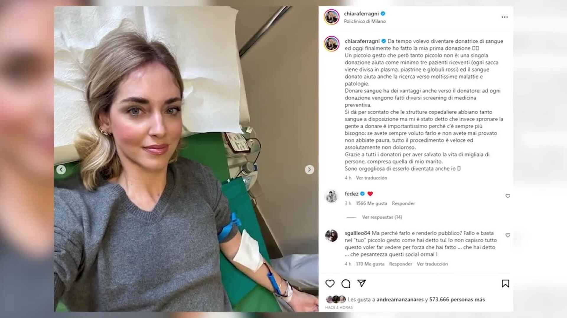Chiara realiza su primera donación de sangre: 'Tú también puedes ...