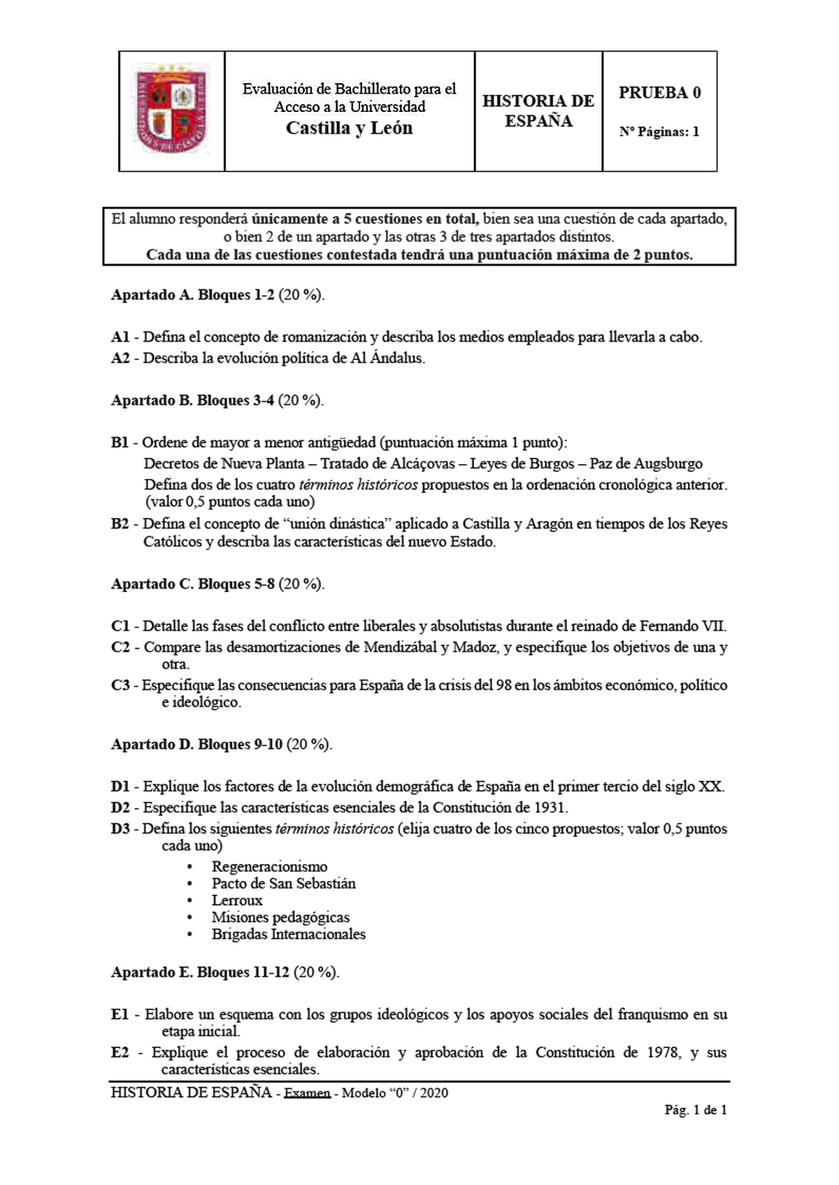 Así son los modelos cero de los exámenes más flexibles de la EBAU en ...