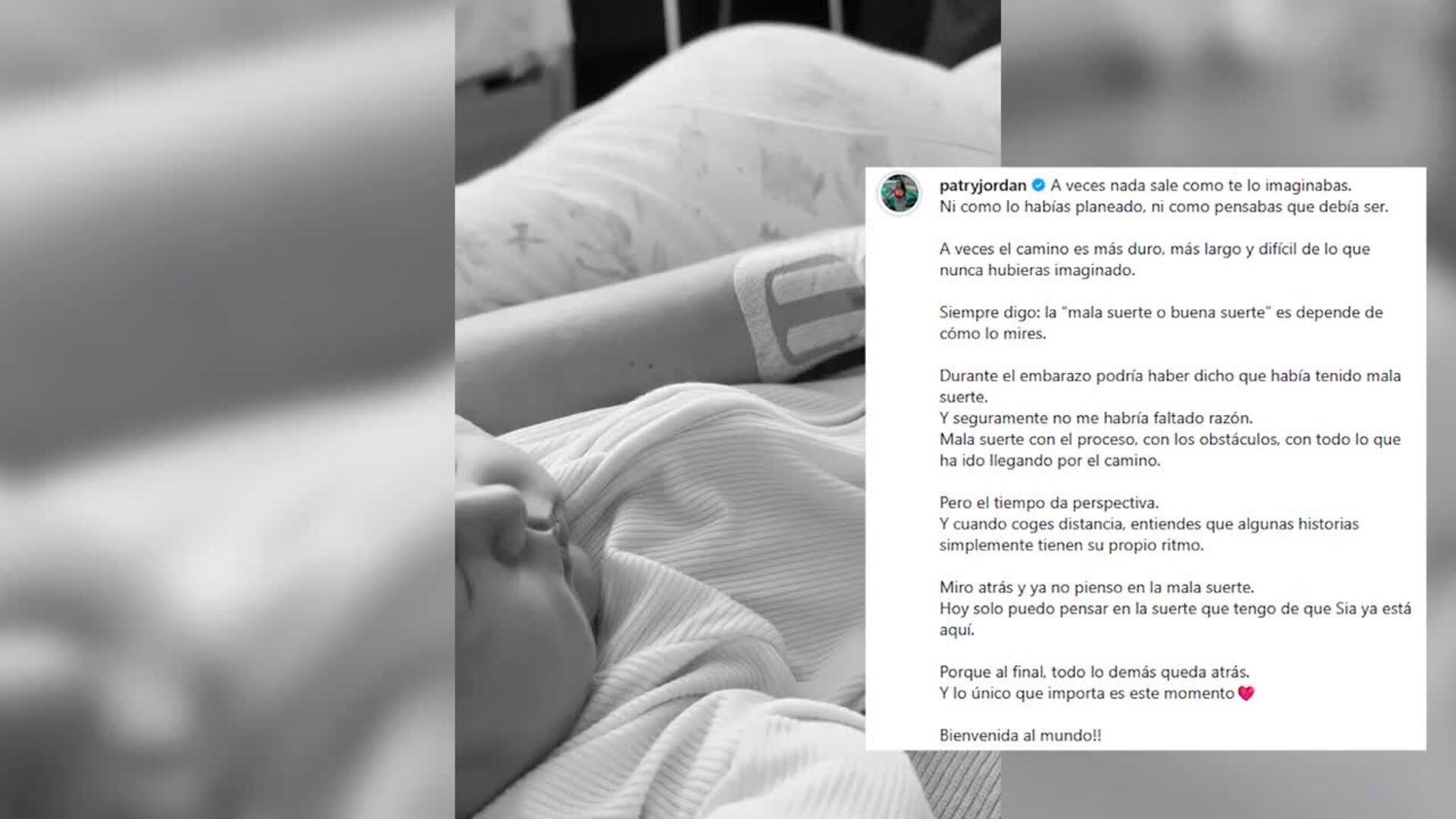 Patry Jordan se convierte en madre primeriza de una niña llamada Sia ...