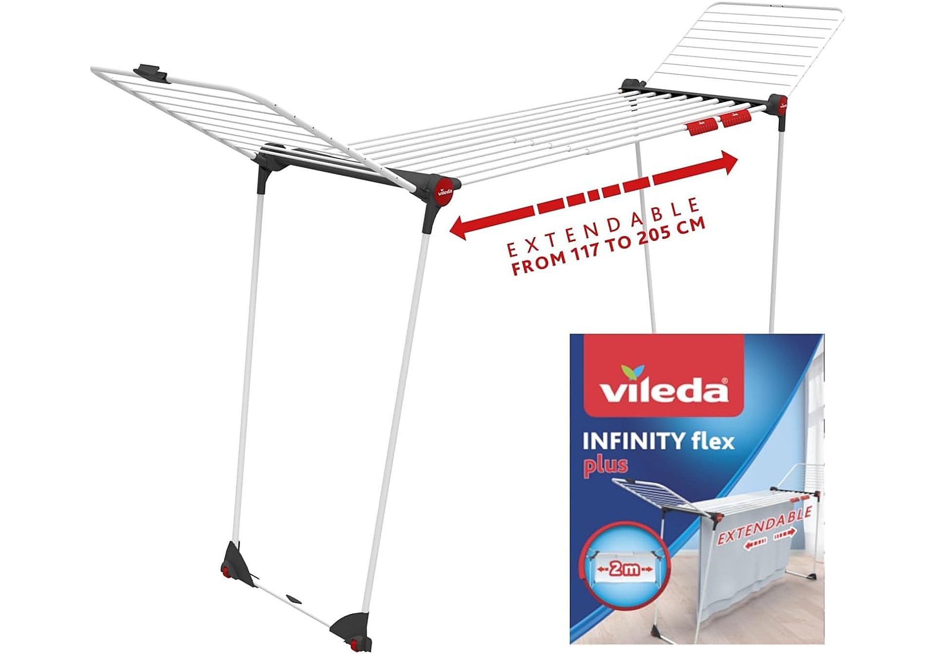 El tendedero Vileda infinity flex telescópico seca hasta dos lavadoras ...